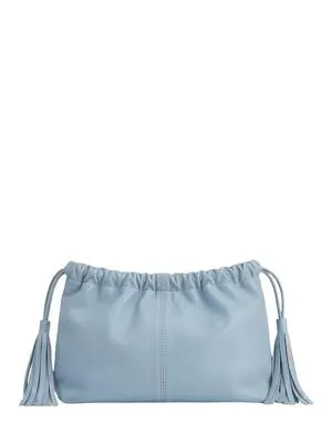 JUAN-JO Leather Clutch Bag With Tassels Blue