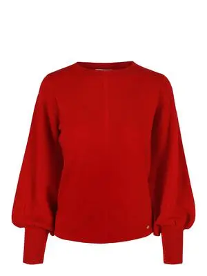 TIRILLM Alison Merino Wool Sweater With Puffed Sleeves - Red