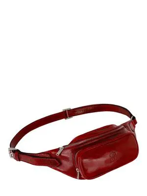 TIME RESISTANCE Leather Belt Bag - Red