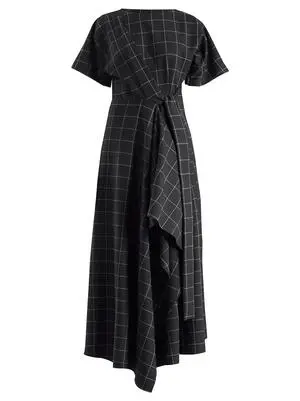 MEEM LABEL Baxter Grid Print Dress - Black