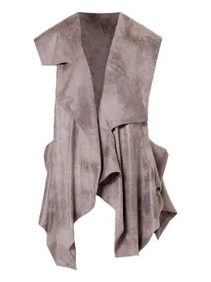 METAMORPHOZA Asymmetric Faux Suede Vest - Black