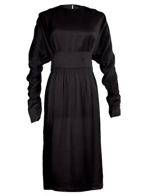 SMART AND JOY Bat Sleeved Fitted Midi Dress - Black