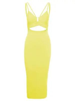 NISSA Knitted Midi Dress - Yellow