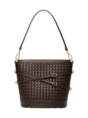 OWLISH STUDIO Glacier Woven Bucket Bag - Brown
