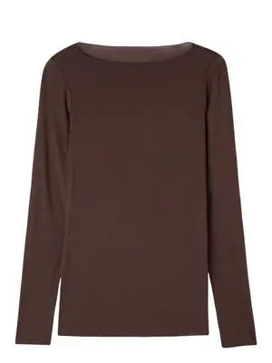 COVE Boat Neck Modal/cashmere Base Layer - Brown