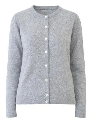 NUVV COLLECTION Fine Knit Wool & Cashmere Cardigan - Grey