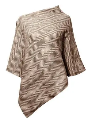 JAMES LAKELAND Chevron Button Poncho - Brown