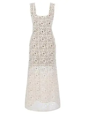 ALINA CERNATESCU Crochet Cotton Midi Dress - Beige