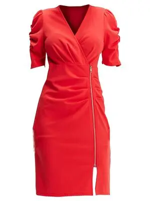 SMART AND JOY Jersey Dress With Zip - Red