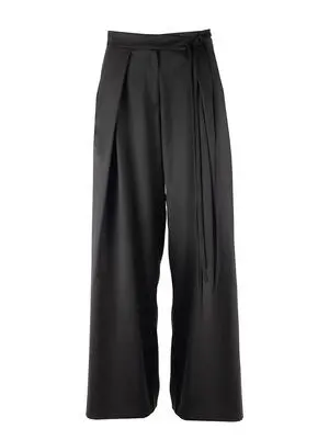UNA BERZINA Wide-leg Trousers With Asymmetrical Closure - Black