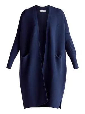 PAISIE Paisie Long Ribbed Cardigan Blue