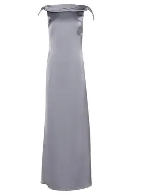 FOREVER YOUNG THE LABEL Nikki Backless Satin Maxi Dress - Grey
