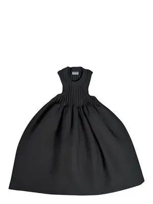 LONDON ATELIER BYPRODUCT Knitted Halter Top With Ruffle - Black