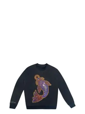 MIRACLES MANIFESTER Koi Fish Rhinestoned Sweatshirt - Black
