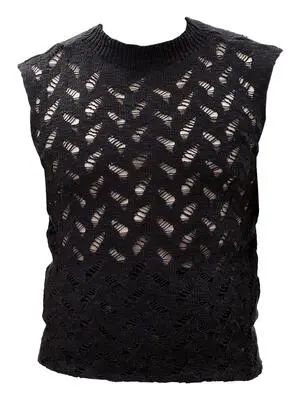 MAISON BOGOMIL Sleeveless Top In Cotton And Linen With Distressed Texture - Black