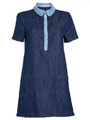 LOVE AND NOSTALGIA Isabelle Denim Mini Shirt Dress - Blue