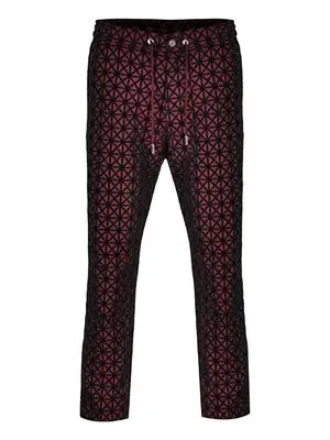 DAVID WEJ Kensington Luxury Velvet Jacquard Trousers - Red