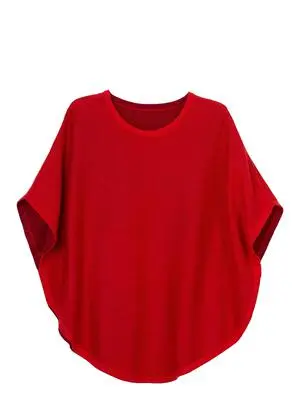 COVE Flora Cotton Cashmere Reversible Poncho - Red