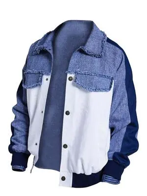 STORY WEAR Denim Patchwork Jacket - Blue/white