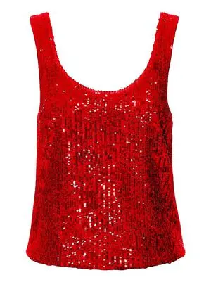 AGGI BY HALEWSKI Sequin Tank Top - Red