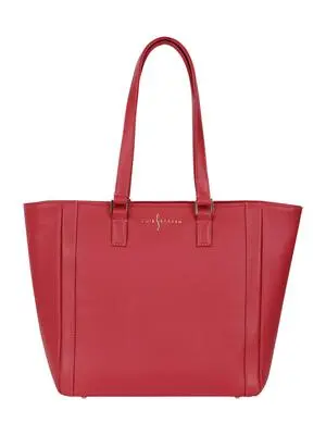 LUIS STEVEN Classic Pebble Leather Tote - Red