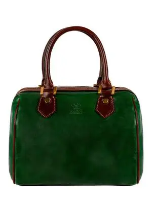 TIME RESISTANCE Leather Barrel Bag - Green