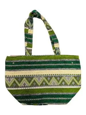 BERBER LEATHER Nador Small Expandable Fabric Tote - Green
