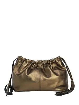 JUAN-JO Leather Clutch With Tassels - Gold