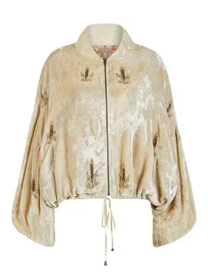 LIMINAL Cloud Velvet Bomber Jacket - White