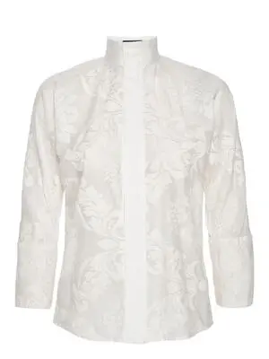 LAHIVE Jewell Cream Lace Embroidered Top - White
