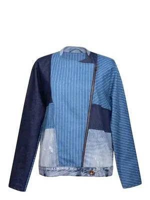 STORY WEAR Raglan Sleeve Biker Jacket - Blue