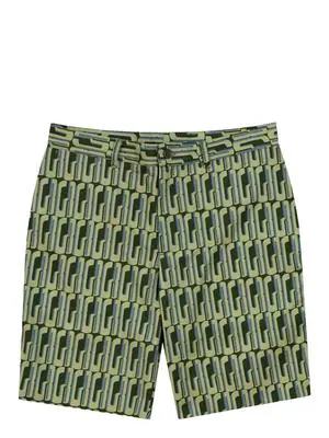 GRESHAM BLAKE Graphic Print Cotton Shorts - Green