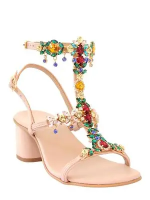 DAMAPREZIOSA Matilde Jewel Heel Sandals - Red