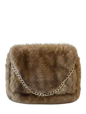 LINDSAY NICHOLAS NEW YORK Arlo Faux-fur Clutch - Brown