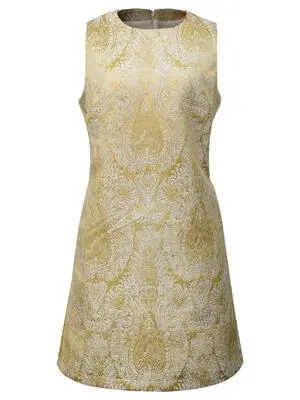 SMART AND JOY Brocade Mini Dress - Yellow