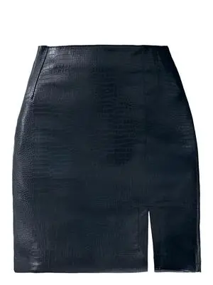 ATS THE LABEL Tess Croc Embossed Leather Mini Skirt - Black