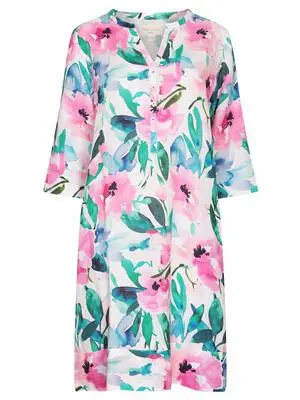 NOLOGO-CHIC Floral Linen Tunic Dress - Green