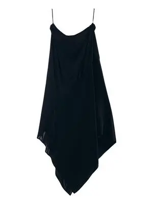 Mionè Midi Silk Asymmetrical Skirt - Black