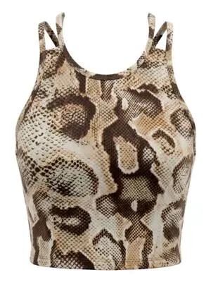 BEFITNESSLOU Animal Print Performance Top - Brown/yellow