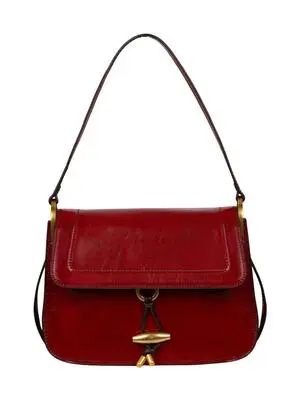 TIME RESISTANCE Leather Flap Shoulder Bag - Red