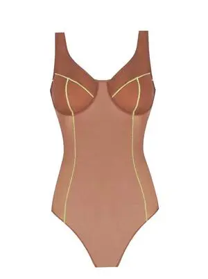 YORSTRULY Underwired Bodysuit With Contrast Stitching - Brown