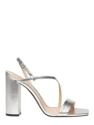 MIYANA BERLIN Kaia Asymmetric Leather Sandals - Silver