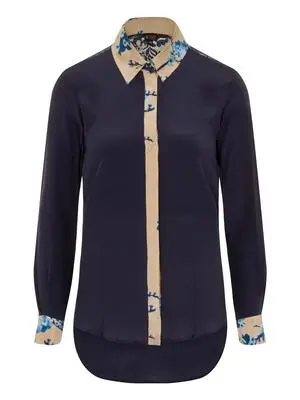 SOPHIE CAMERON DAVIES Midnight Printed Classic Silk Shirt - Blue