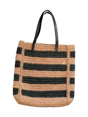 PINK HALEY Alina Striped Raffia Tote