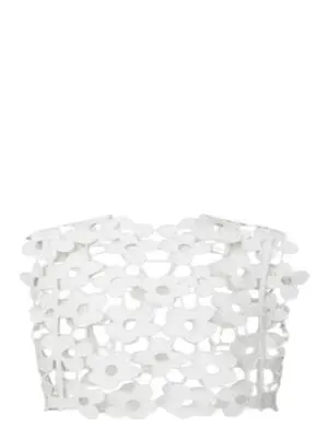 Saachi Floral Open Knit Vest - White
