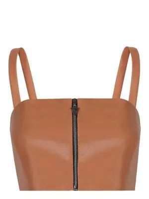 MIRIMALIST Concrete Leather Bustier - Brown