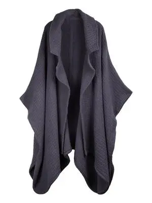 SAACHI Oversized Waffle Knit Collared Jacket