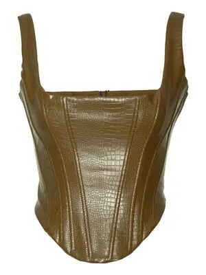 OFUURE Faux Leather Corset Top - Green