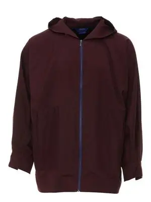 MOE Moe Name Burgundy Textured Wool Zip Hooded Jacket