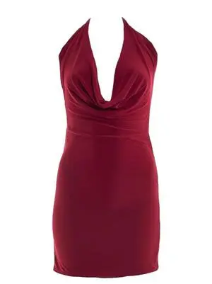 CHIARELLA Chiarella Halterneck Draped Mini Dress Red